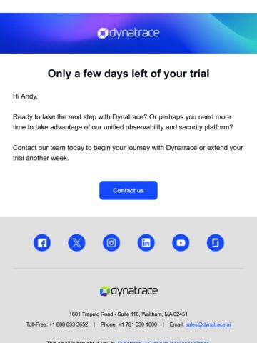 Email Inspiration from Dynatrace Trial Team - Email Love