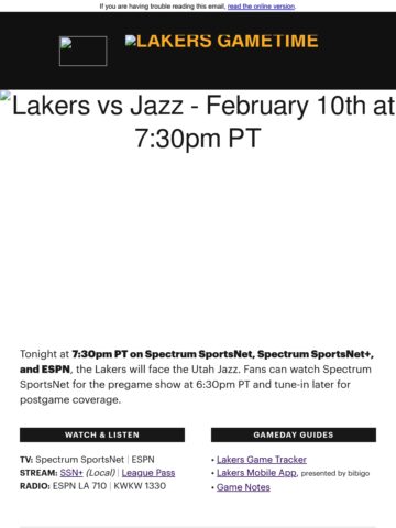 Los Angeles Lakers Emails and Newsletters