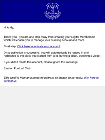 Everton Football Club Emails and Newsletters