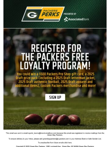 Email Inspiration from Green Bay Packers - Email Love