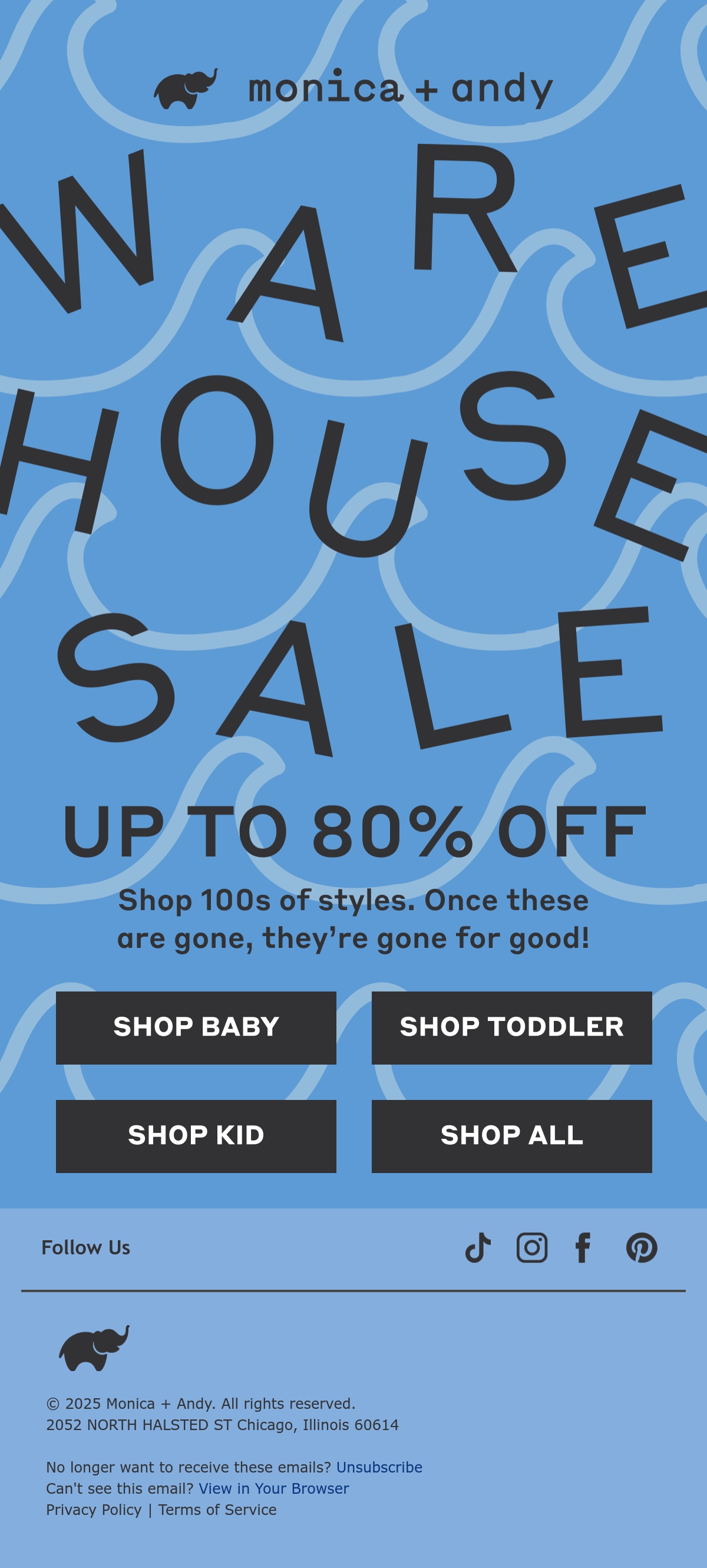 Email Inspiration from Monica + Andy Warehouse Sale - Email Love