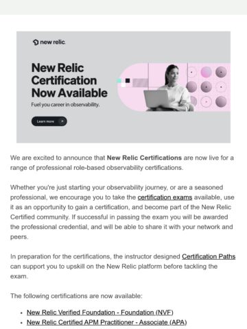 Email Inspiration from New Relic University - Email Love