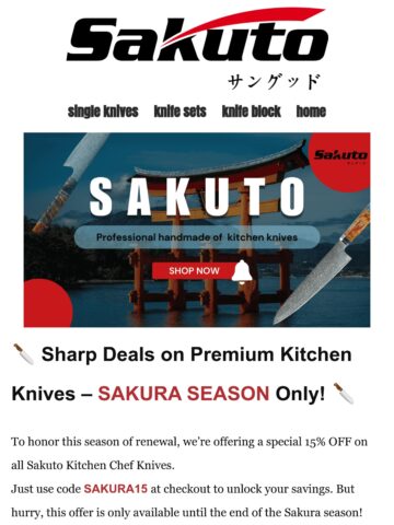 Email Inspiration from Sakuto Knives - Email Love