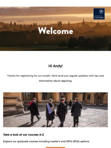 Email Inspiration from University of Oxford - Email Love