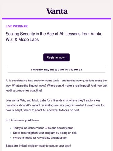 Email Inspiration from The Vanta team - Email Love
