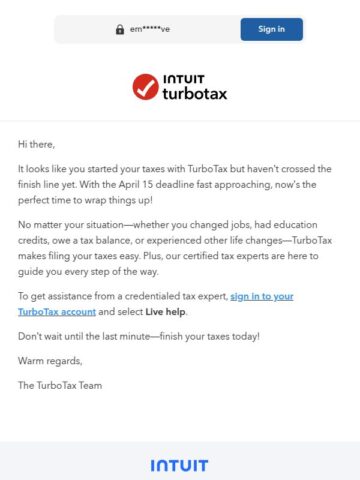 Email Inspiration from TurboTax - Email Love