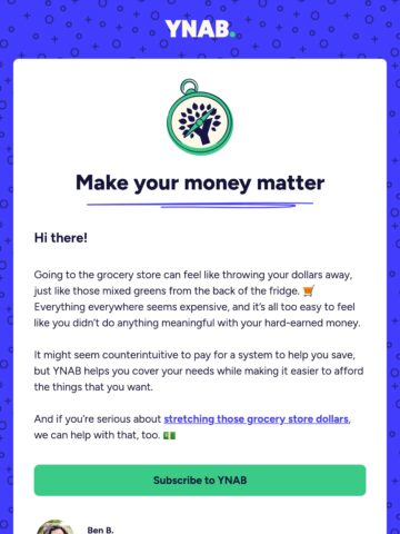 Email Inspiration from Ben from YNAB - Email Love