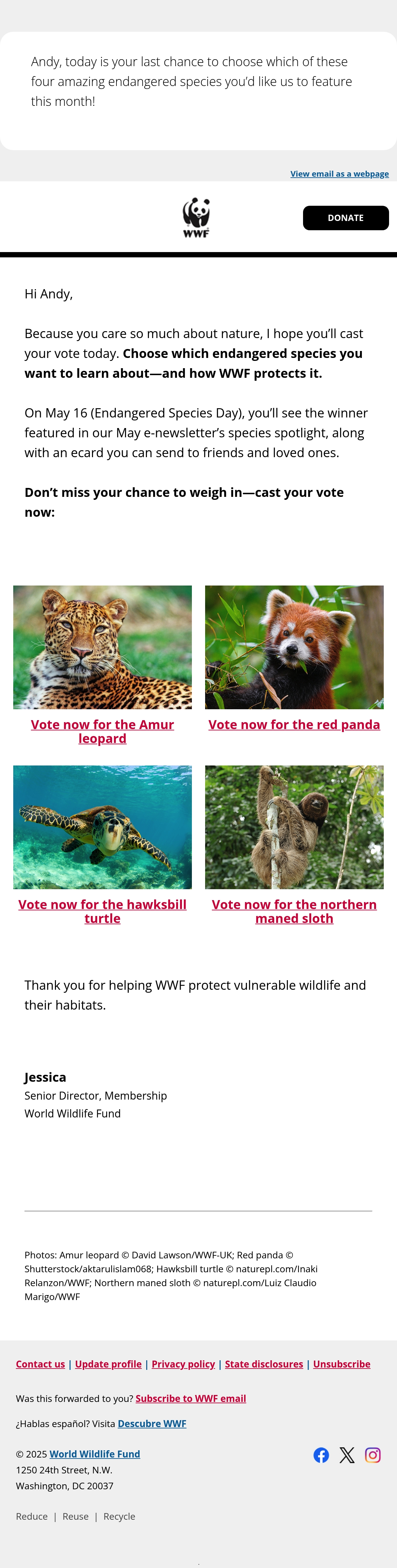 Email Inspiration from Endangered Species Day – WWF - Email Love