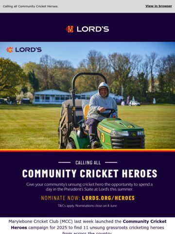 Email Inspiration from Lord's Ticketing - Email Love