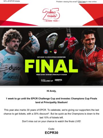 Email Inspiration from Principality Stadium - Email Love