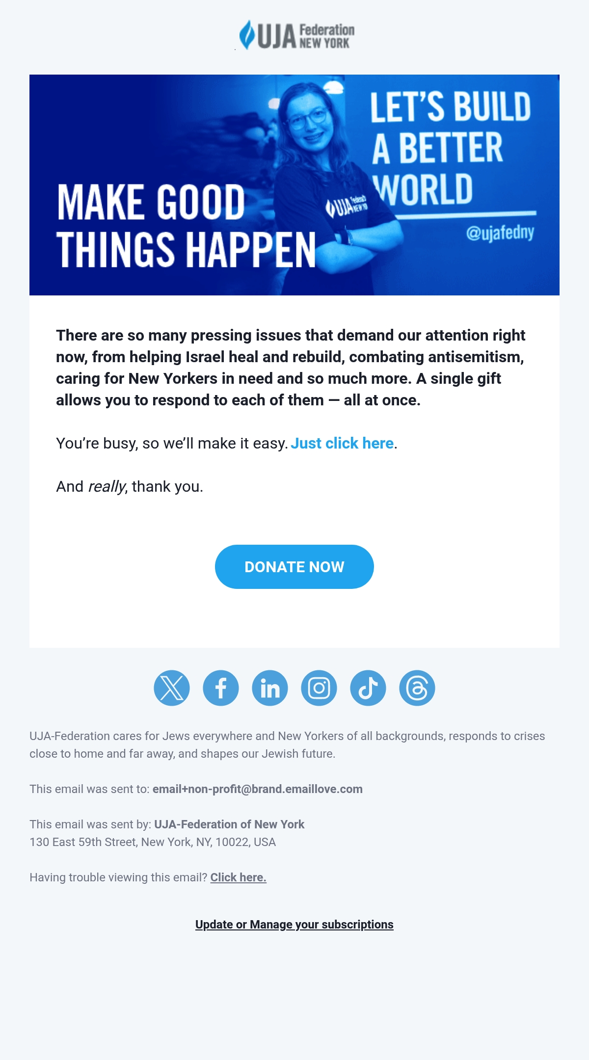 Email Inspiration from UJA-Federation of New York - Email Love