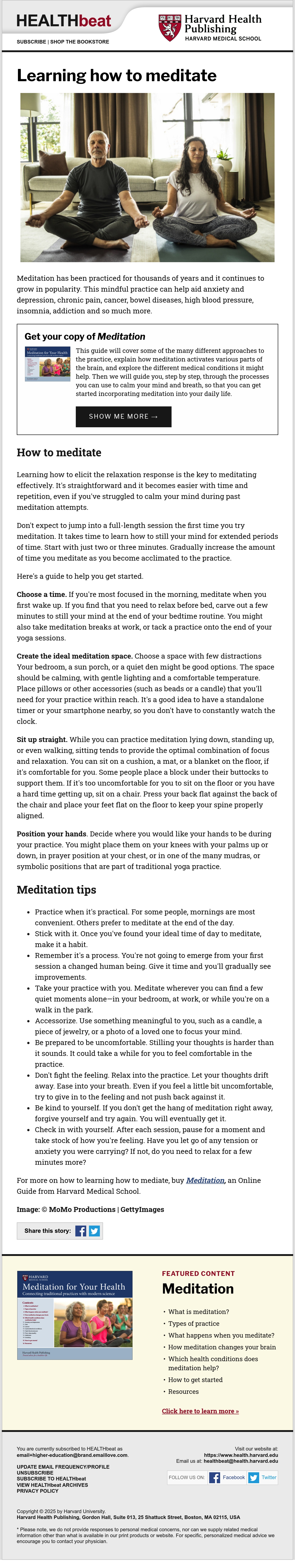 Email Inspiration from Harvard Medical School - Email Love