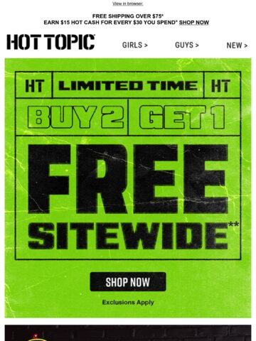 Email Inspiration from Hot Topic - Email Love