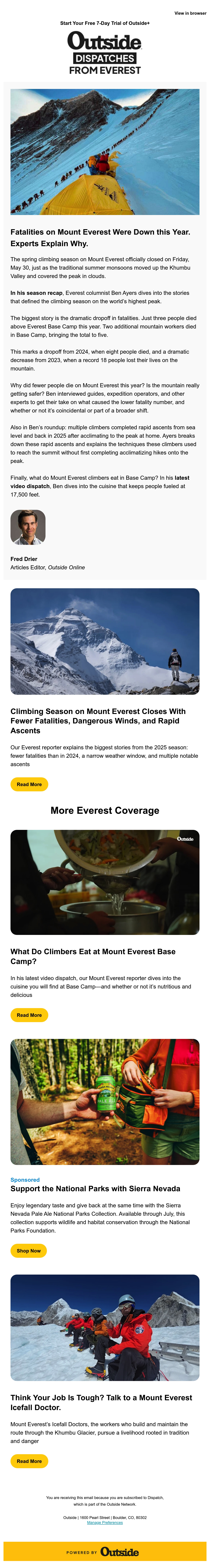 Email Inspiration from Outside: Dispatches from Everest - Email Love