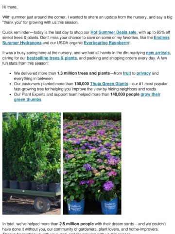 Email Inspiration from Phil at Fast Growing Trees - Email Love