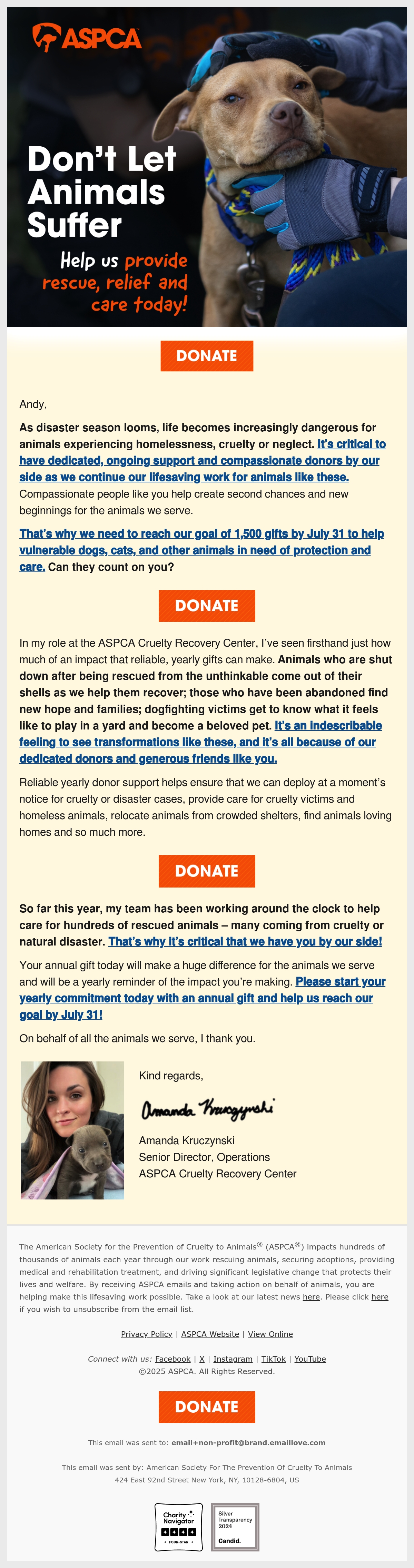 Email Inspiration from Amanda Kruczynski, ASPCA - Email Love