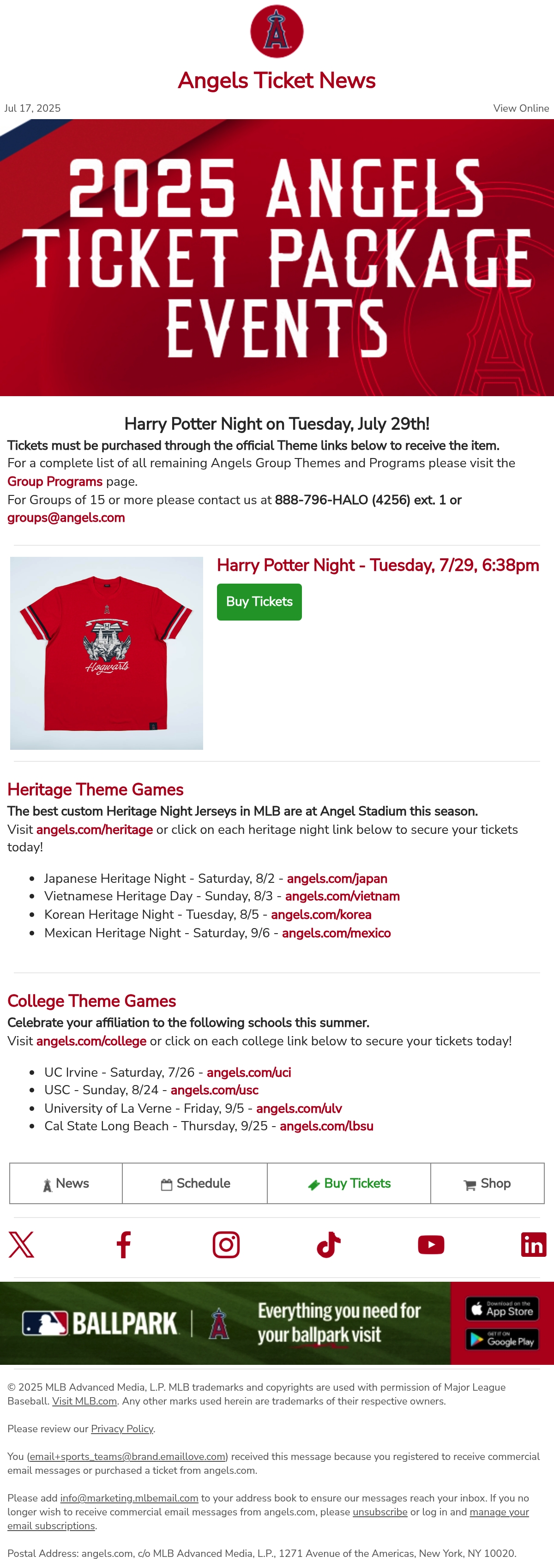 Email Inspiration from angels.com Ticketing - Email Love