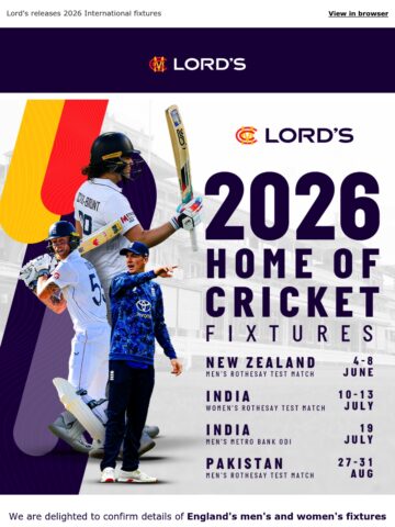 Email Inspiration from Lord's Ticketing - Email Love