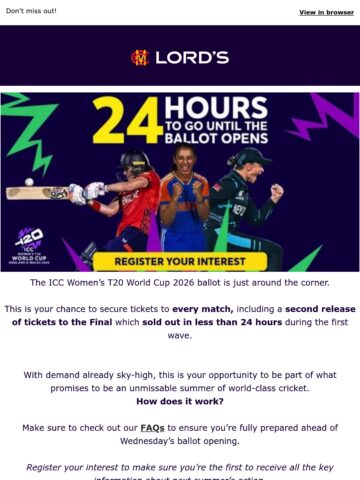Email Inspiration from Lord's Ticketing - Email Love