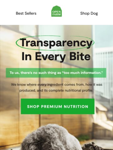 Email Inspiration from Open Farm - Email Love