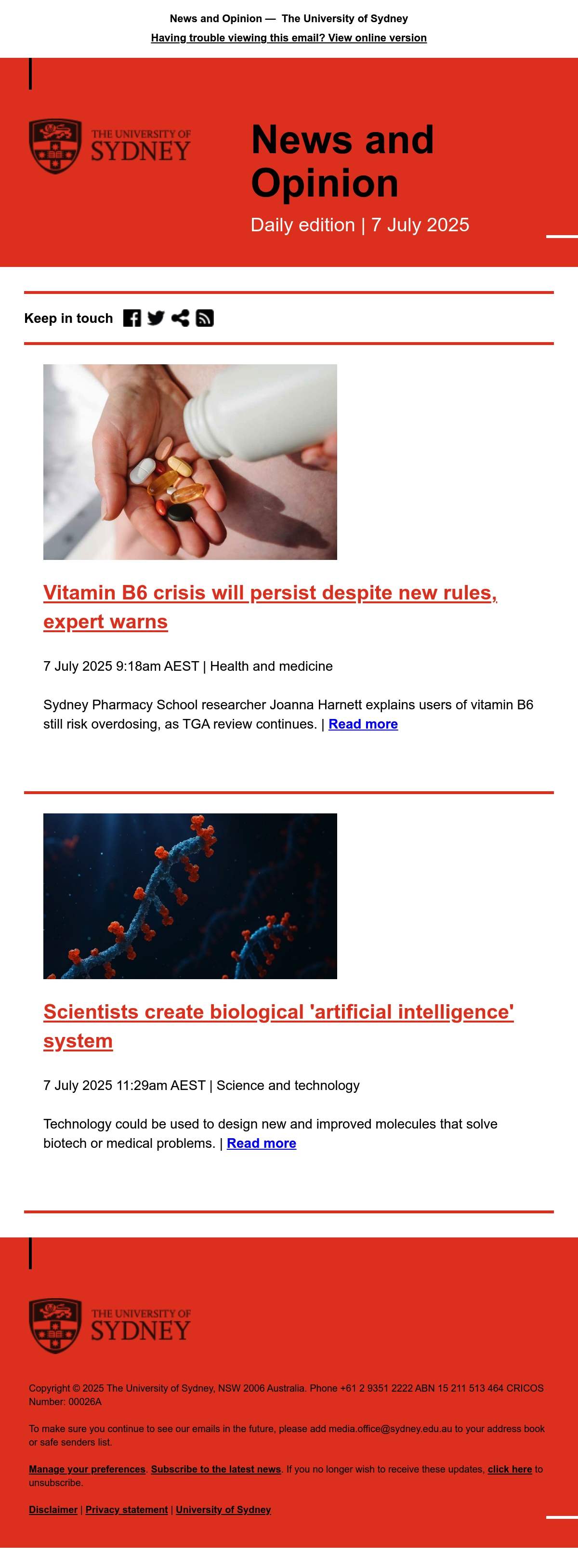 Email Inspiration from University of Sydney Media Office - Email Love