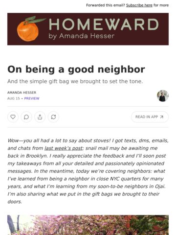 Email Inspiration from Amanda Hesser from Homeward - Email Love