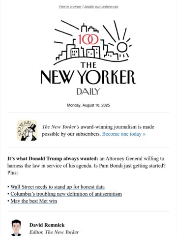 Email Inspiration from David Remnick, The New Yorker - Email Love