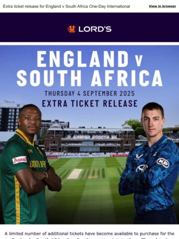 Email Inspiration from Lord's Ticketing - Email Love