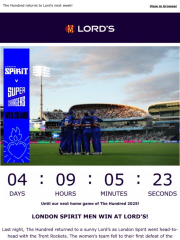 Email Inspiration from Lord's Ticketing - Email Love