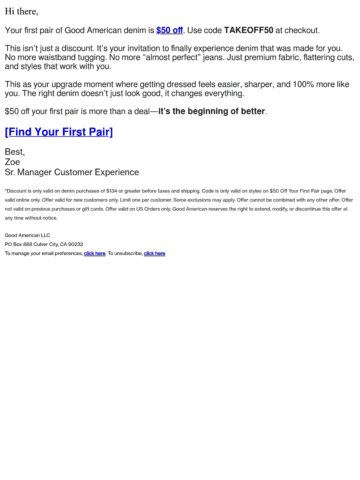 Email Inspiration from Zoe @ GOOD AMERICAN - Email Love