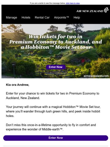Air New Zealand Emails and Newsletters
