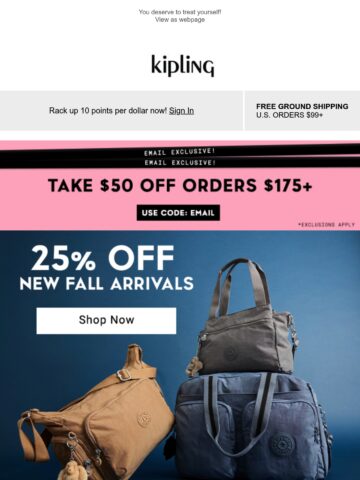 Email Inspiration from Kipling - Email Love