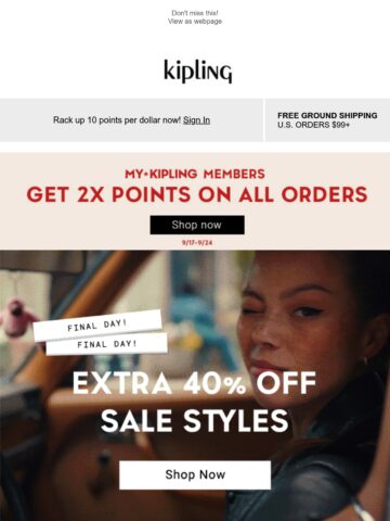 Email Inspiration from Kipling - Email Love
