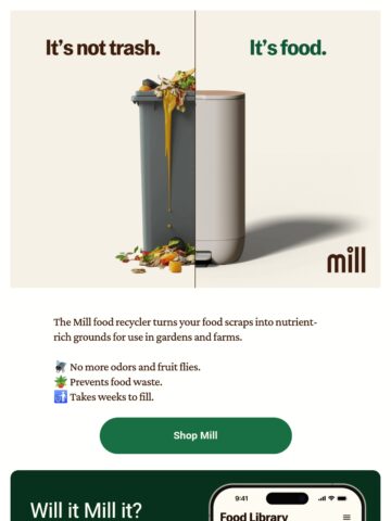 Email Inspiration from Mill - Email Love