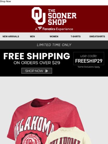 Email Inspiration from Oklahoma Sooners Official Store - Email Love