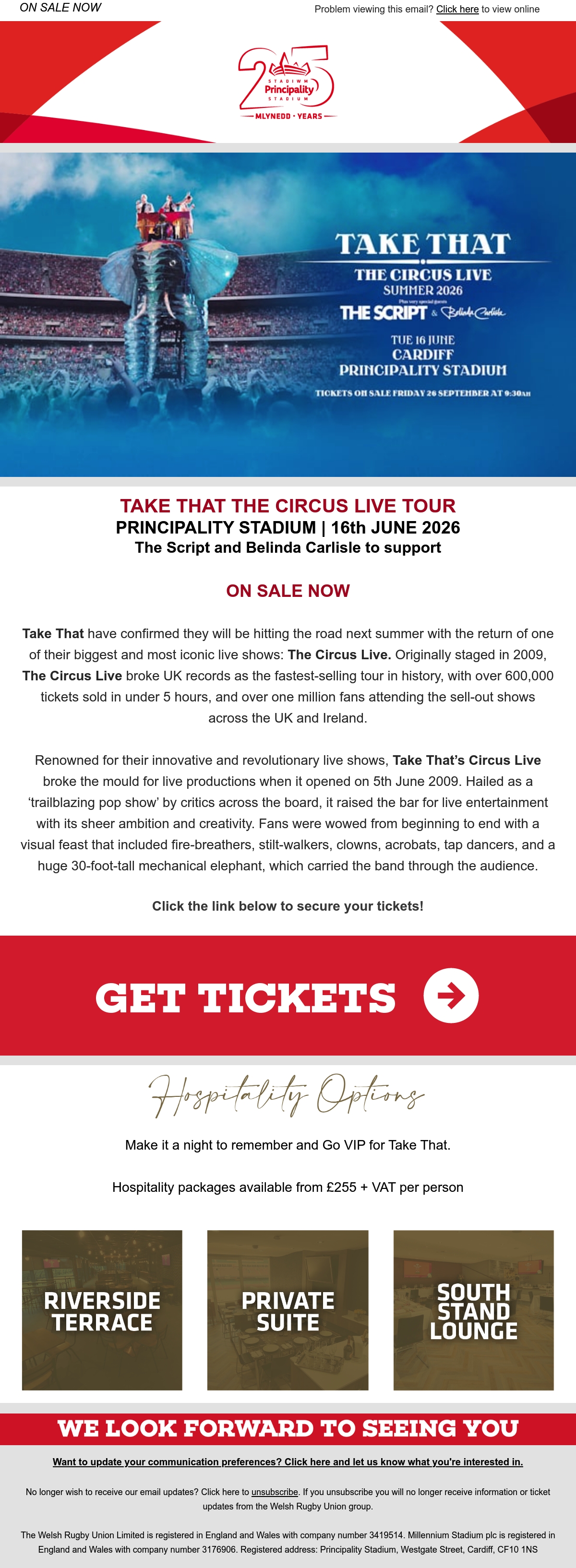 Email Inspiration from Principality Stadium - Email Love