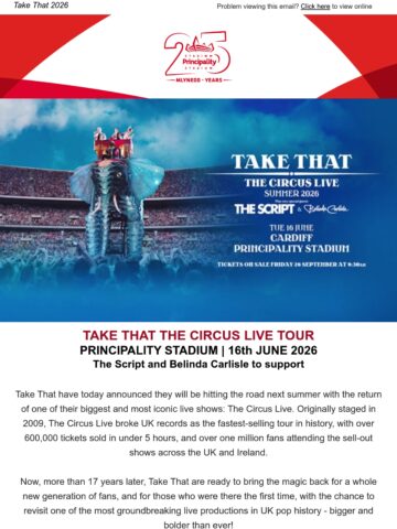 Email Inspiration from Principality Stadium - Email Love