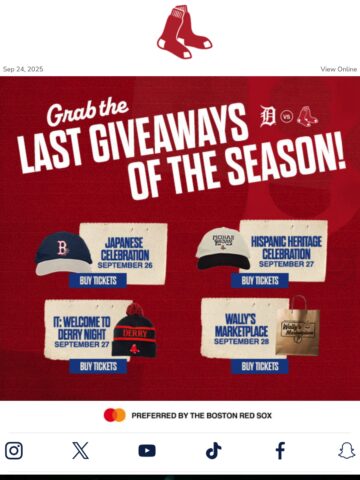 Email Inspiration from Red Sox Ticket Office - Email Love