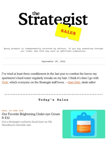 Email Inspiration from The Strategist Sales Alert - Email Love