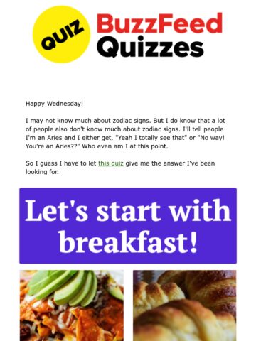 Email Inspiration from BuzzFeed Quizzes - Email Love