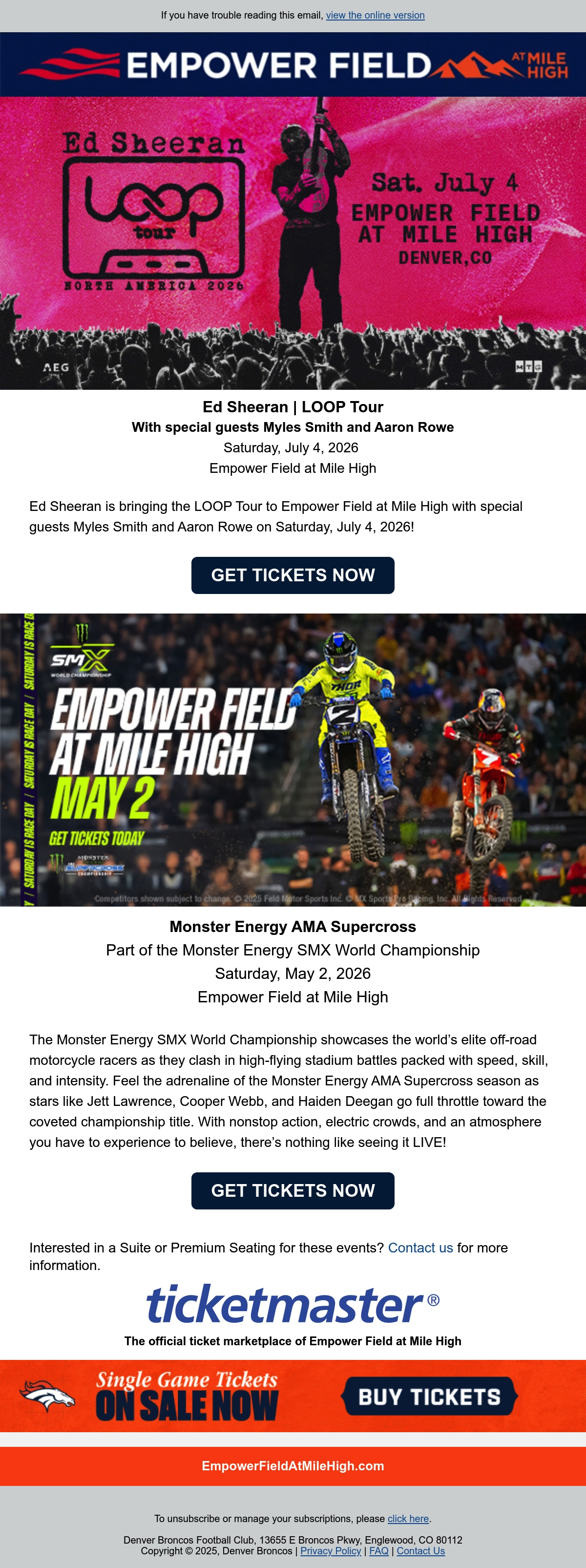 Email Inspiration from Empower Field at Mile High - Email Love