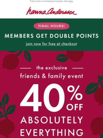 Email Inspiration from Hanna Friends & Family Sale - Email Love