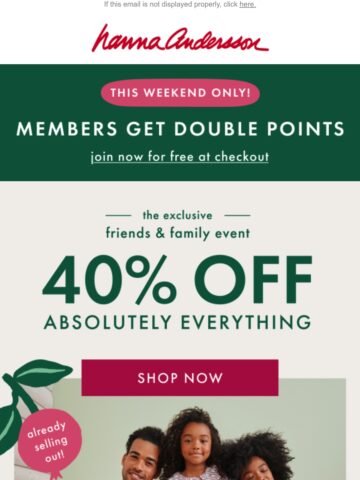 Email Inspiration from Hanna Friends & Family Sale - Email Love