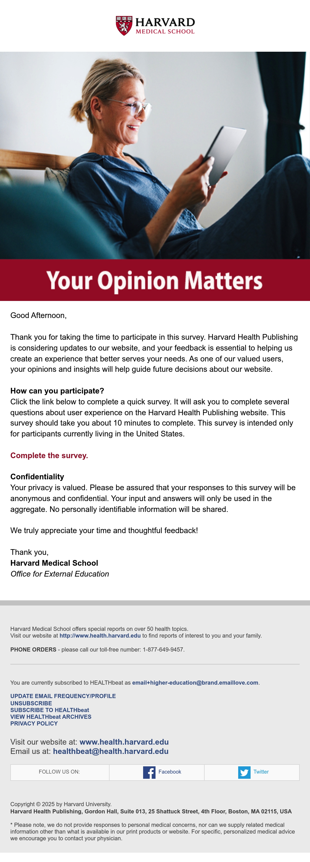 Email Inspiration from Harvard Medical School - Email Love