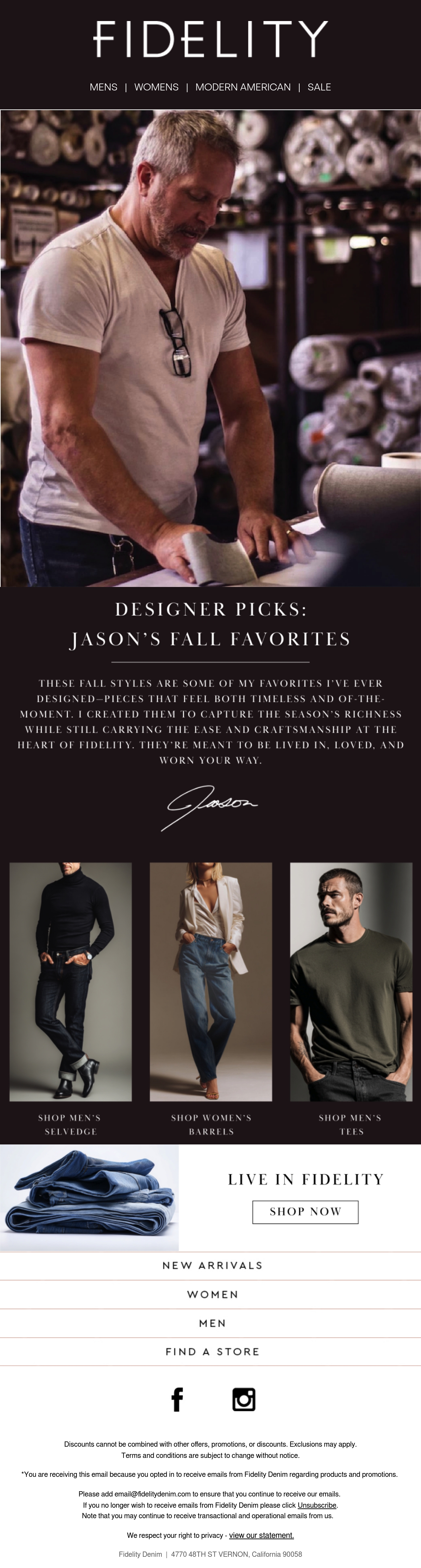 Email Inspiration from Jason from Fidelity Denim - Email Love