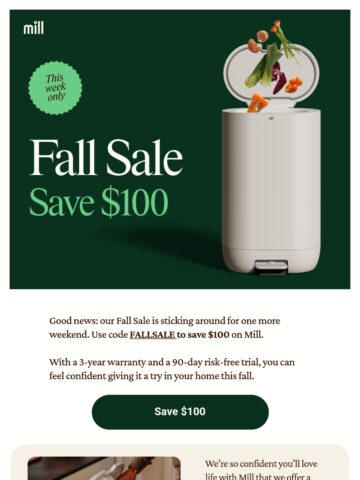 Email Inspiration from Mill - Email Love