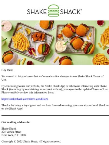 Shake Shack Emails and Newsletters