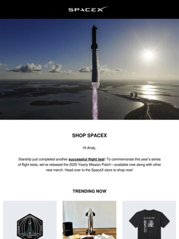 Email Inspiration from SpaceX Store - Email Love