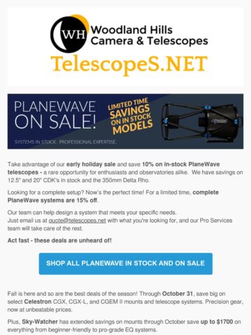 Email Inspiration from Woodland Hills Camera & Telescopes - Email Love