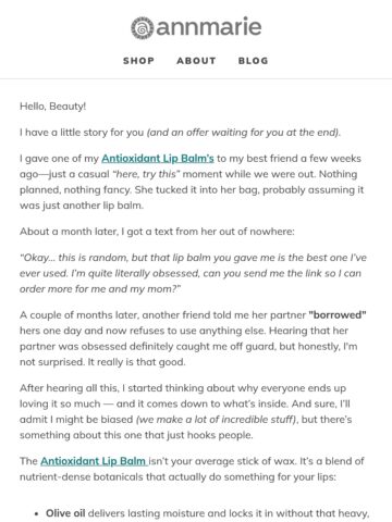 Email Inspiration from Annmarie Skin Care - Email Love